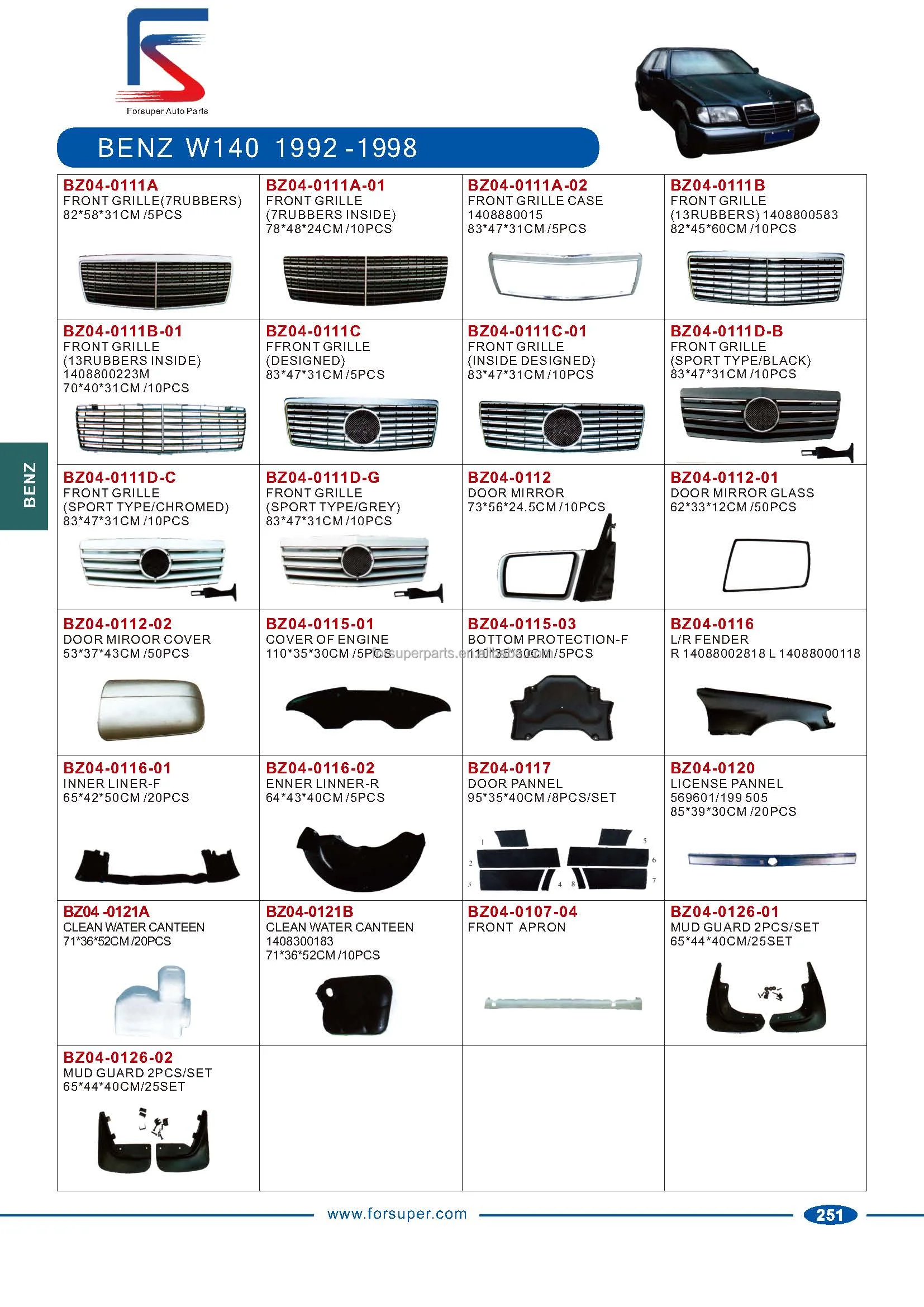 Front Grille for BENZ W140 1992 -1998 - Durable & Stylish