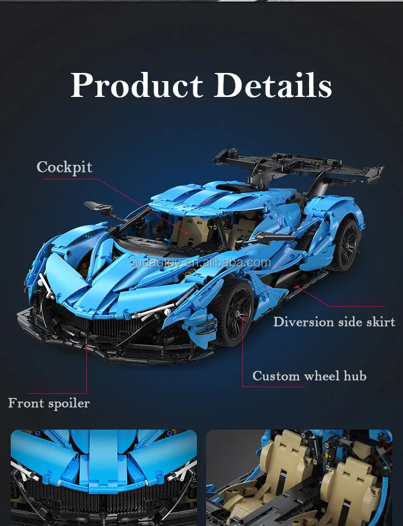 Cada C61041 Moc Racing Car V12 Hypercar Model Building Blocks Toys ...