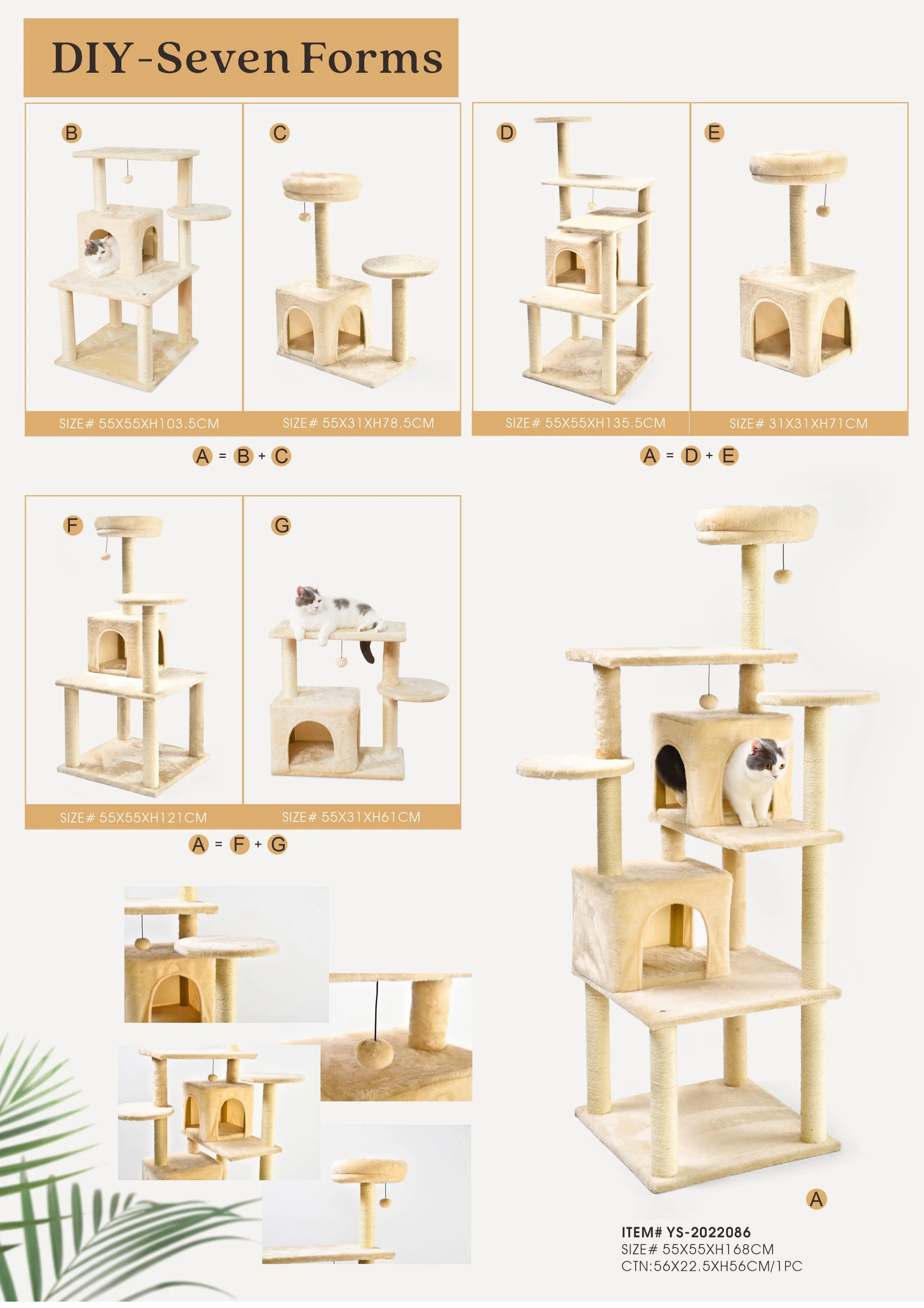 New Multi Functional Modular Tall Cat House Assemble Diy Crafts Large Cat Tower Condo - Buy New ...