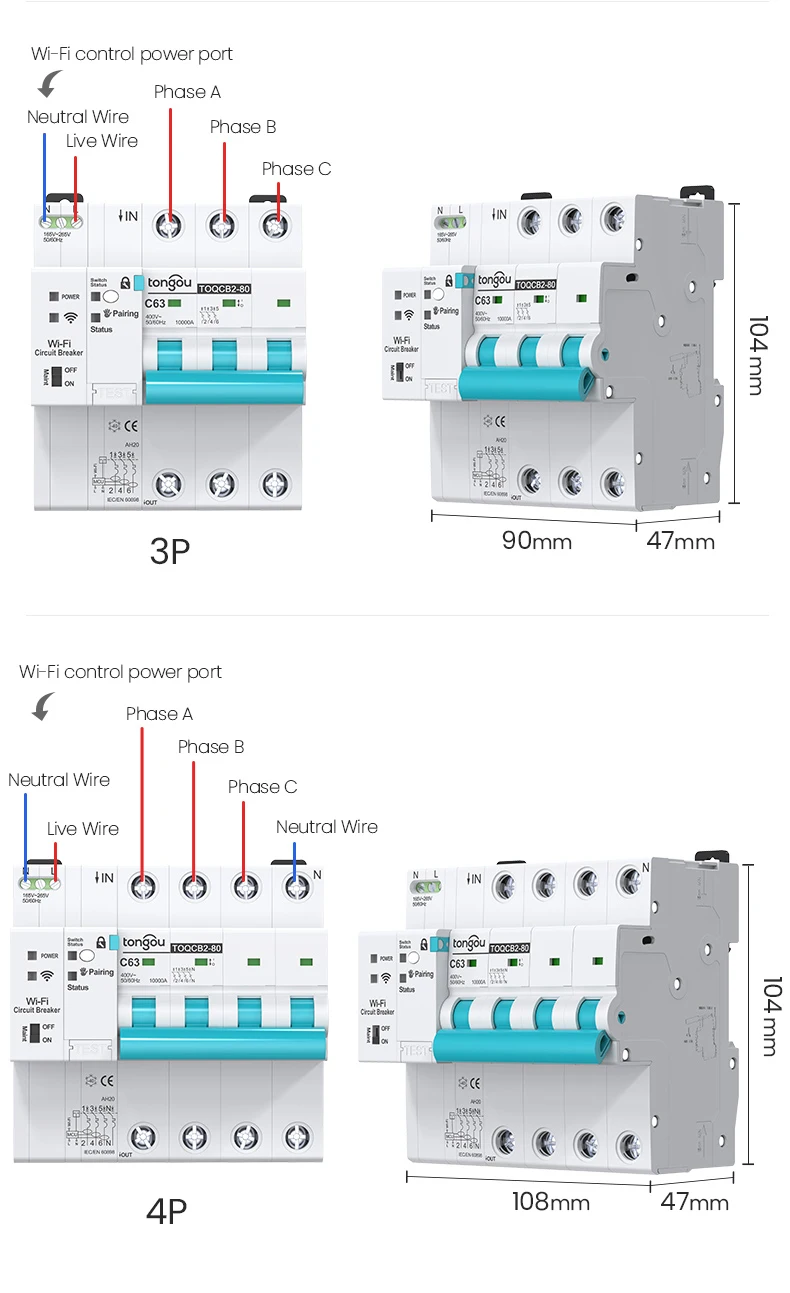 Tuya Mcb Wifi 1-4p Metering Circuit Breaker Smart Life Timer Remote ...