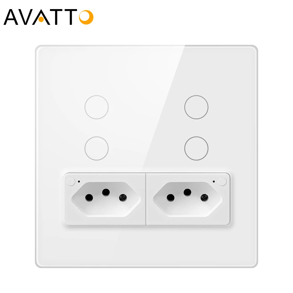 Tuya Smart Brazil Wifi 4 Light Switch Wall Socket Brazilian Plug Brasil ...
