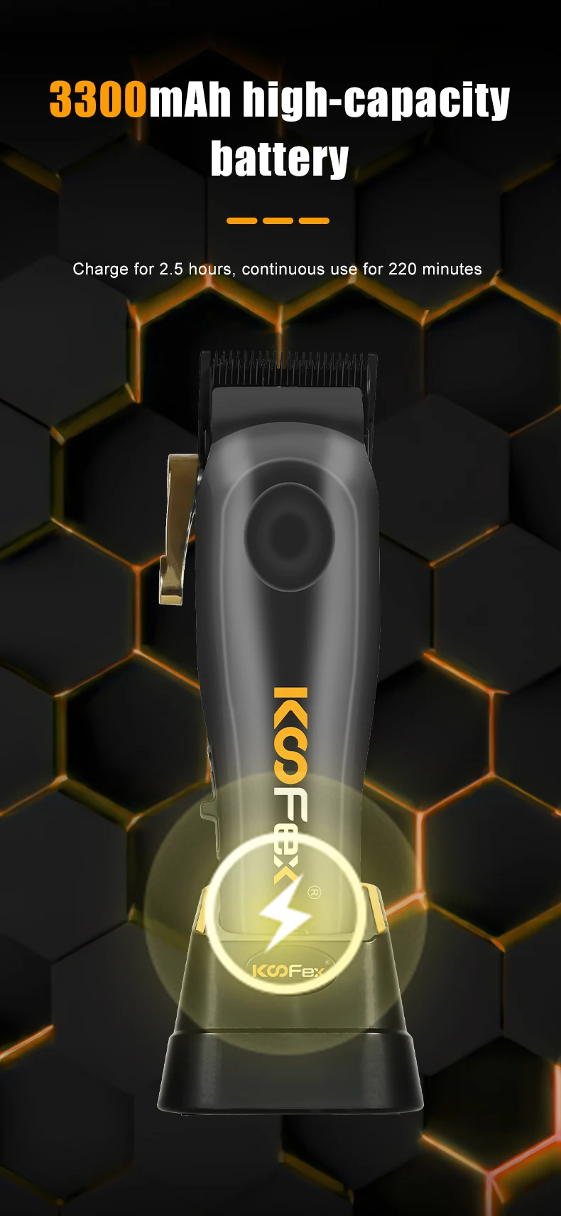 KooFex 2024 Professional High Torque Barber Clipper DLC Blade Cordless ...