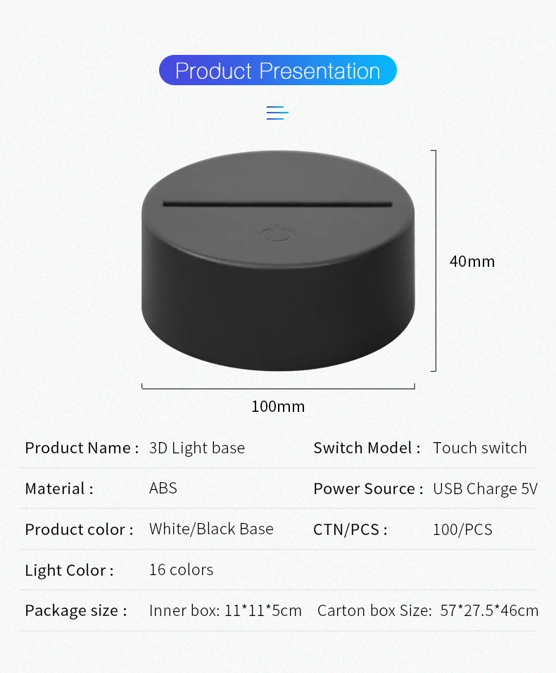 7 16 Colors Led Light Holder Lamp Base 3d Illusion Anime Acrylic Led ...