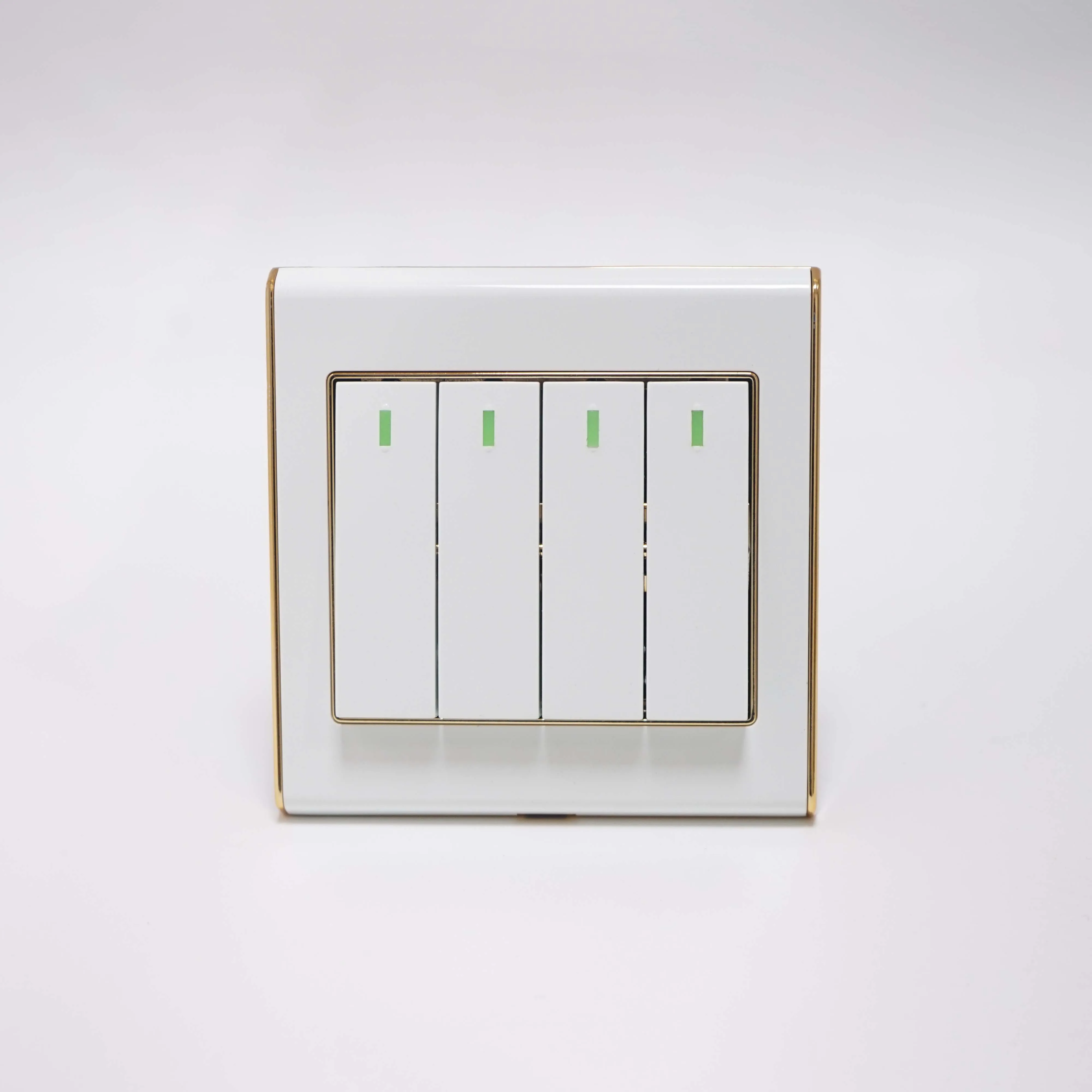 F70 Range 4 Gang Switch White Color Panel Golden Electroplated Ring ...