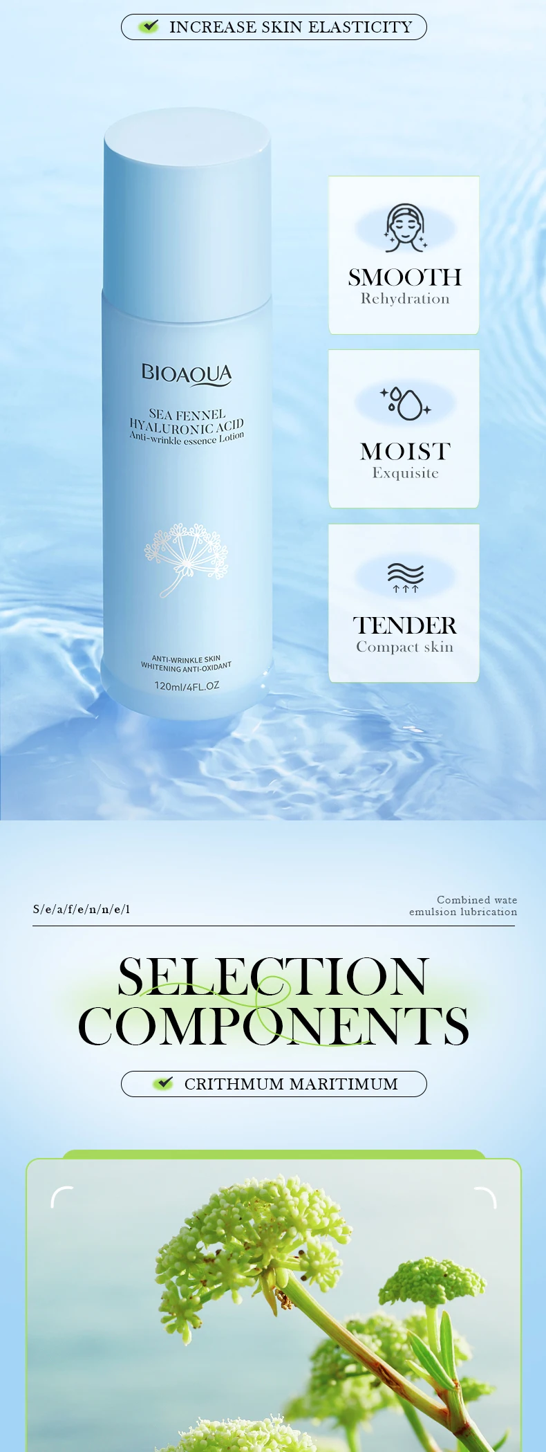 OEM BIOAOUA Sea Fennel Hyaluronic Acid Anti-Aging Moisturizer Set for ...
