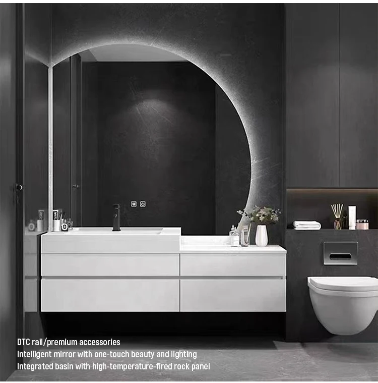 Half Moon Wooden Panel Bathroom Vanity Cabinet Furniture With Single ...