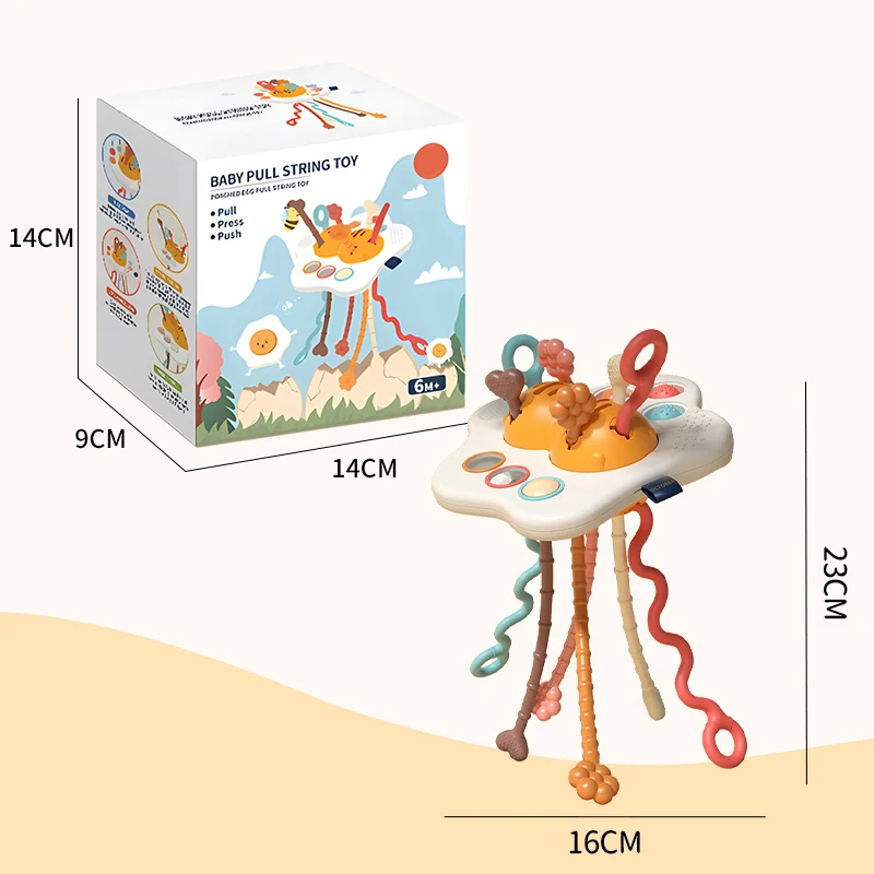 Infant Sensory Double Egg Yolk Pull Push Toy Teething Toys Hand Finger ...