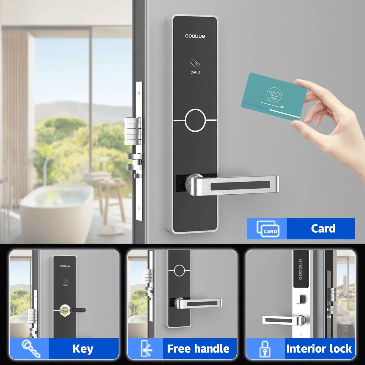 Goodum Smart Wood Security Key Wifi Rfid Card Lock With Hotel Software ...