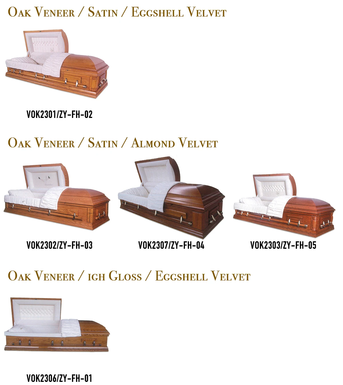 America Solid Oak Satin Almond Velvet Wood Half Lid Funeral Casket ...