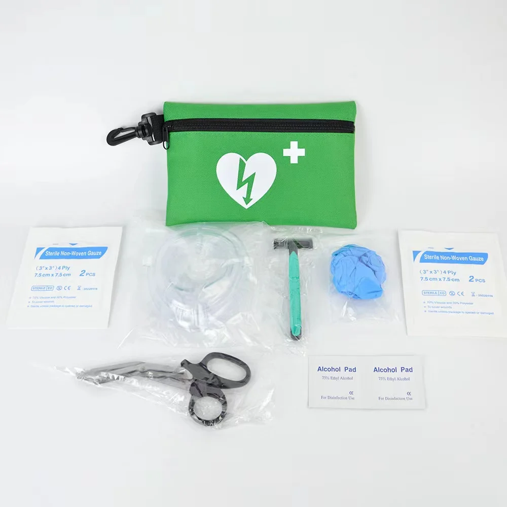 Aed Rescue Kit Mini Cpr First Aid Kit Nylon Bag With Key Chain Cpr Life ...