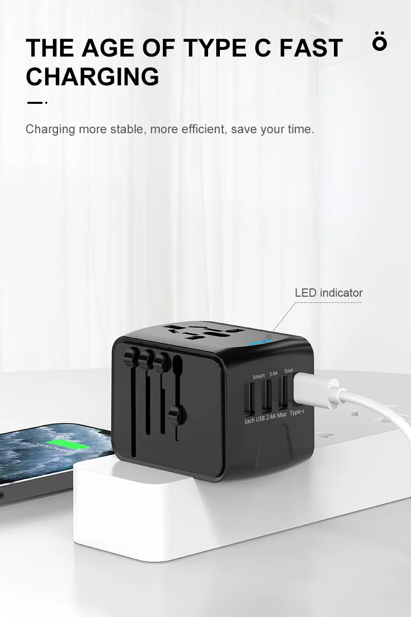 Usb International Travel Adapter With Type C To Usb 3.0 Adapter ...