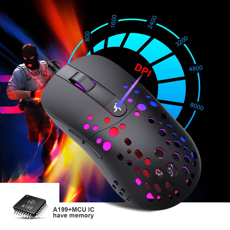A904 Wired Gaming Mouse Rgb Luminous Hole Mouse With Light Switch ...
