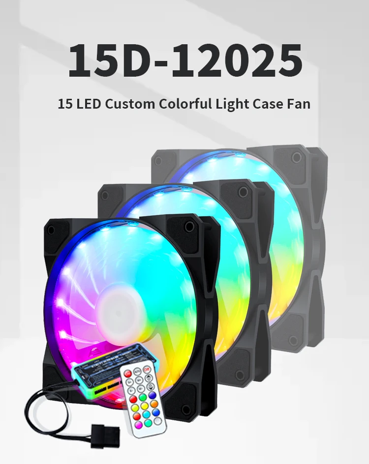 12V 6pin 15 LED Light RGB Gaming PC Computer Fan - 120mm