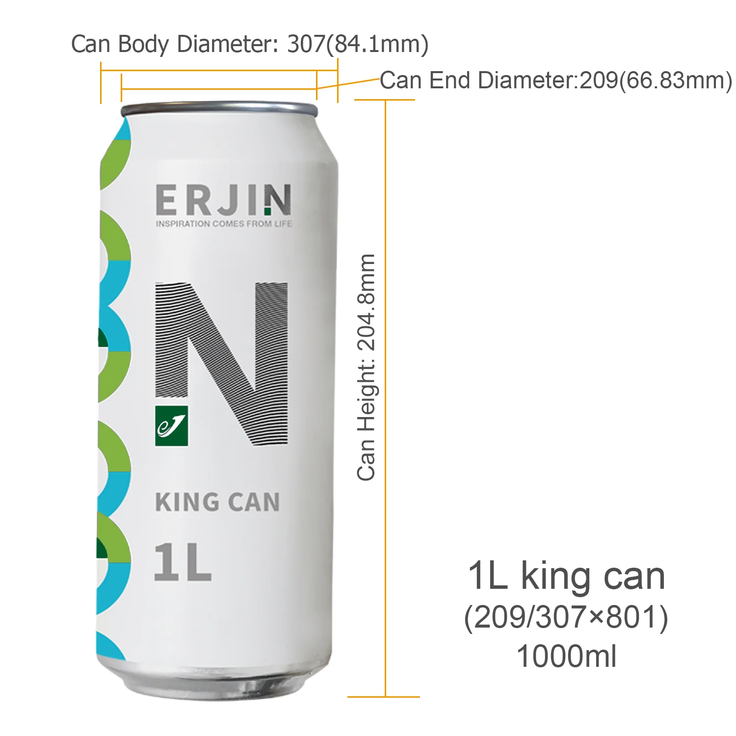 Aluminum Beverage Cans 1l 32oz With # 209 Can Ends For Beer Energy ...