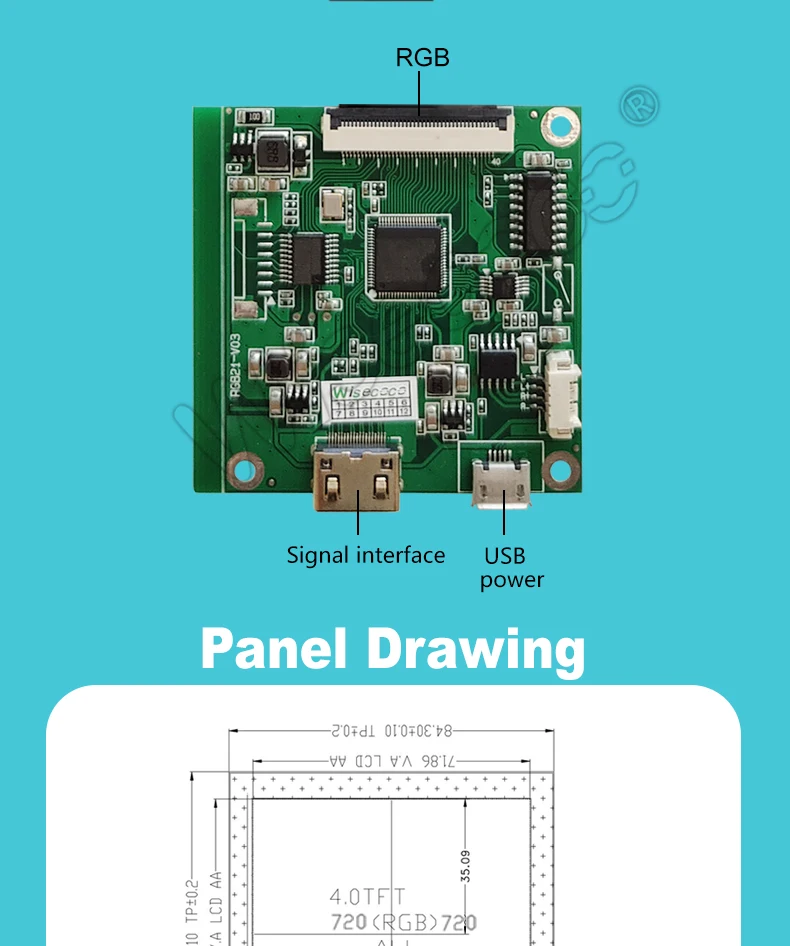 Lcd 4 Inch Mipi Display 720x720 Ips Lcd 4'' Square Tft Hdmi-compatible ...