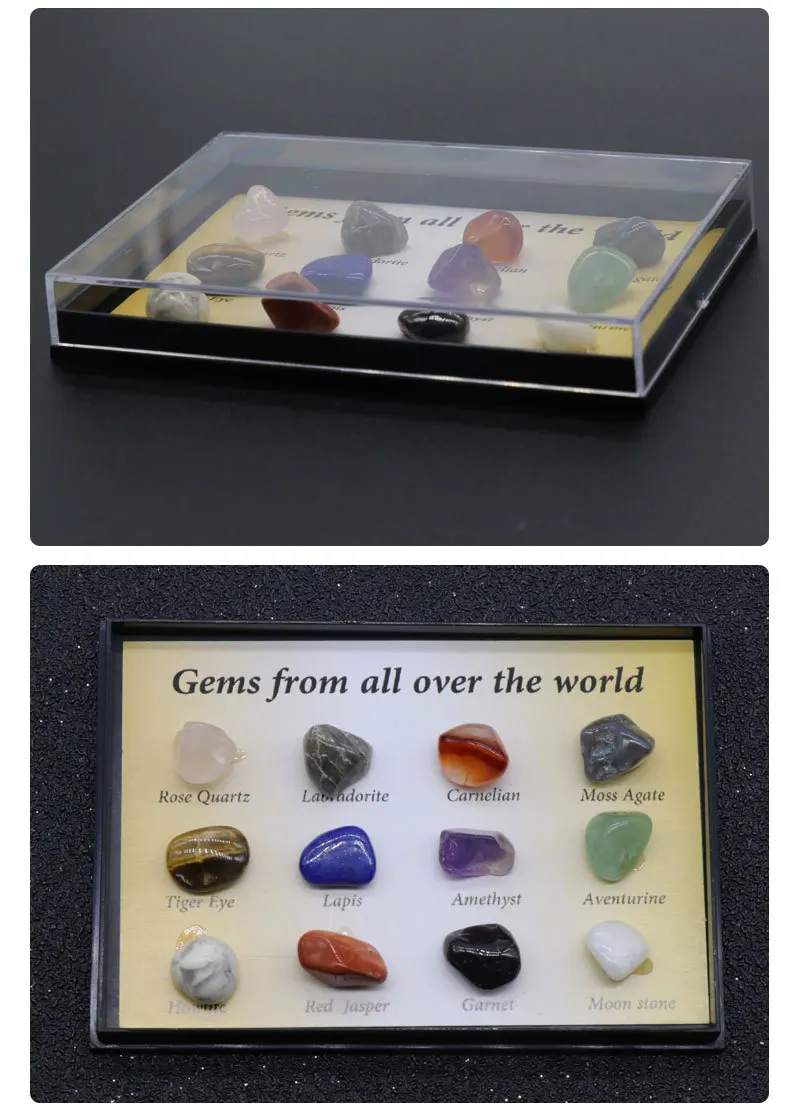 12/16pcs Set Natural Stone Crystal Quartz Agate Specimens