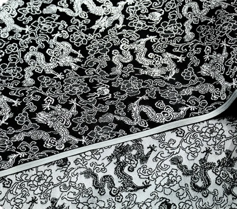 Traditional Chinese Dragon Jacquard Brocade Fabric – Metallic Yarn for ...