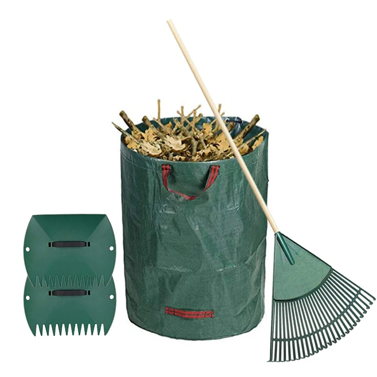 Garden Leaves Clean Set 22-Tine Leaf Rake Leaf Scoop with 72 Gallon ...