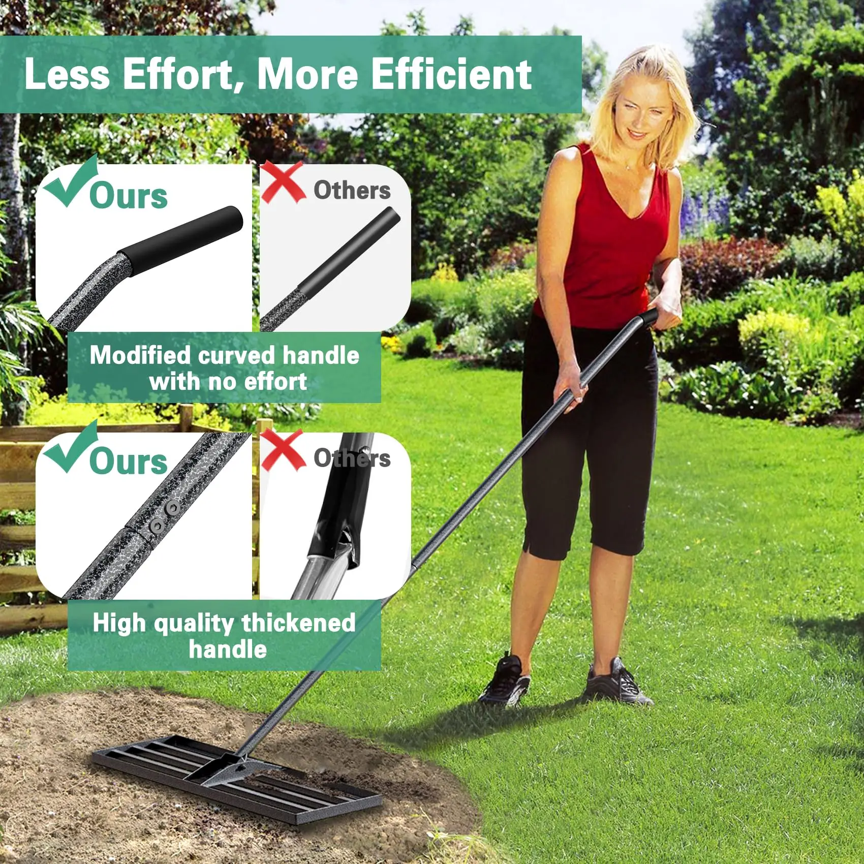 JH-Mech Lawn Easy Level Rake with an Upgraded Anti-rust Coating and ...