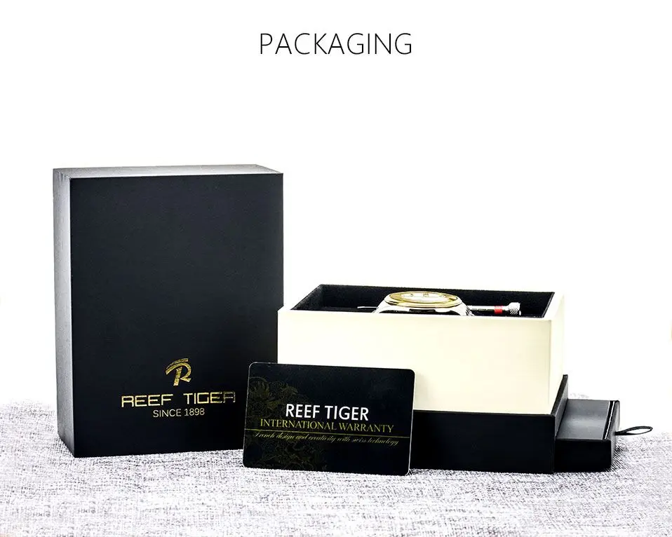 Reef Tiger Mens Sport Watches With Chronograph Skeleton Dial Date Three ...