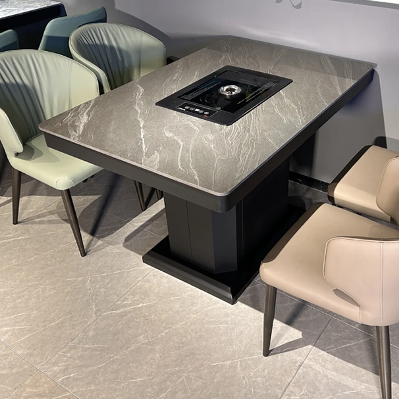 Restaurant Tables Smokeless Korean Bbq Grill And Hot Pot Table Set ...