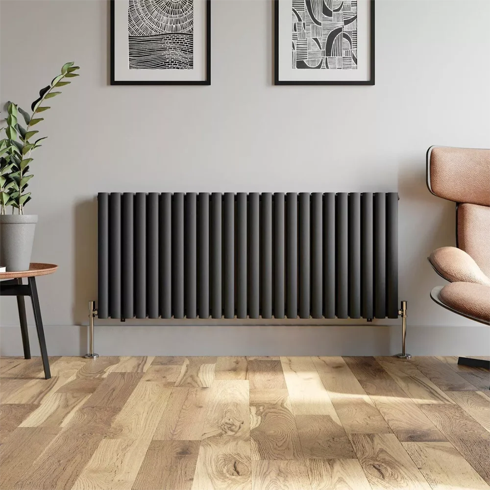 Modern Style Anthracite Double Oval Wall Mounted Radiators