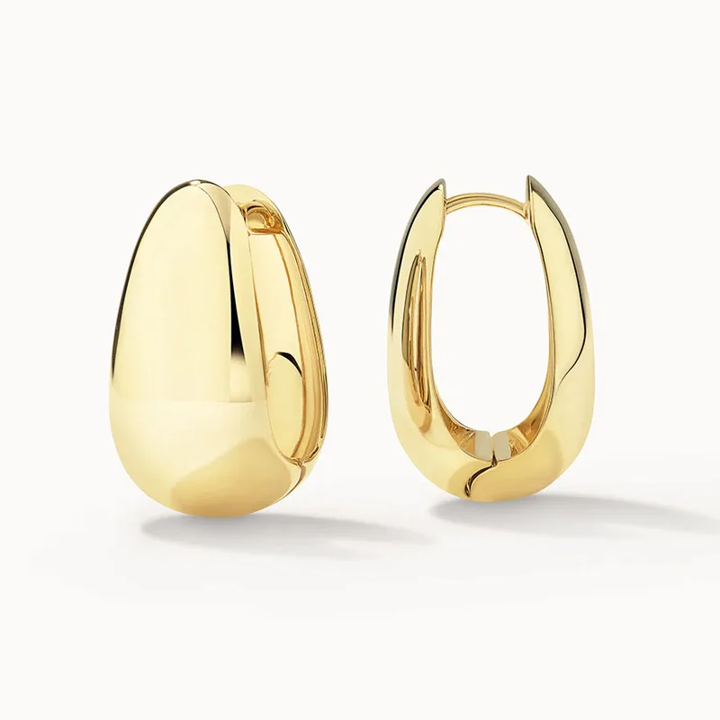 New Design 18k Gold Plated Bold Drop Dome Hoop Earrings Women Luxury ...