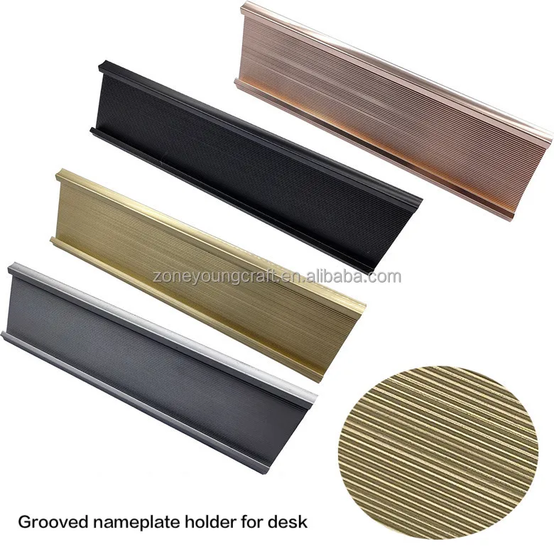 Customizable Metal Aluminum Desk Nameplate Holder 2''x8''