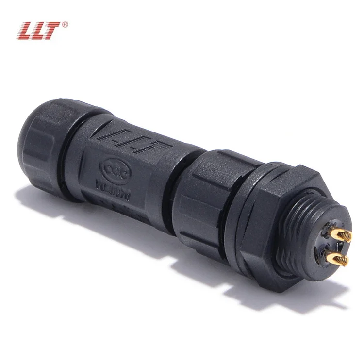 LLT IP67 2 Pin M12 Panel Back Mounted Waterproof Connector