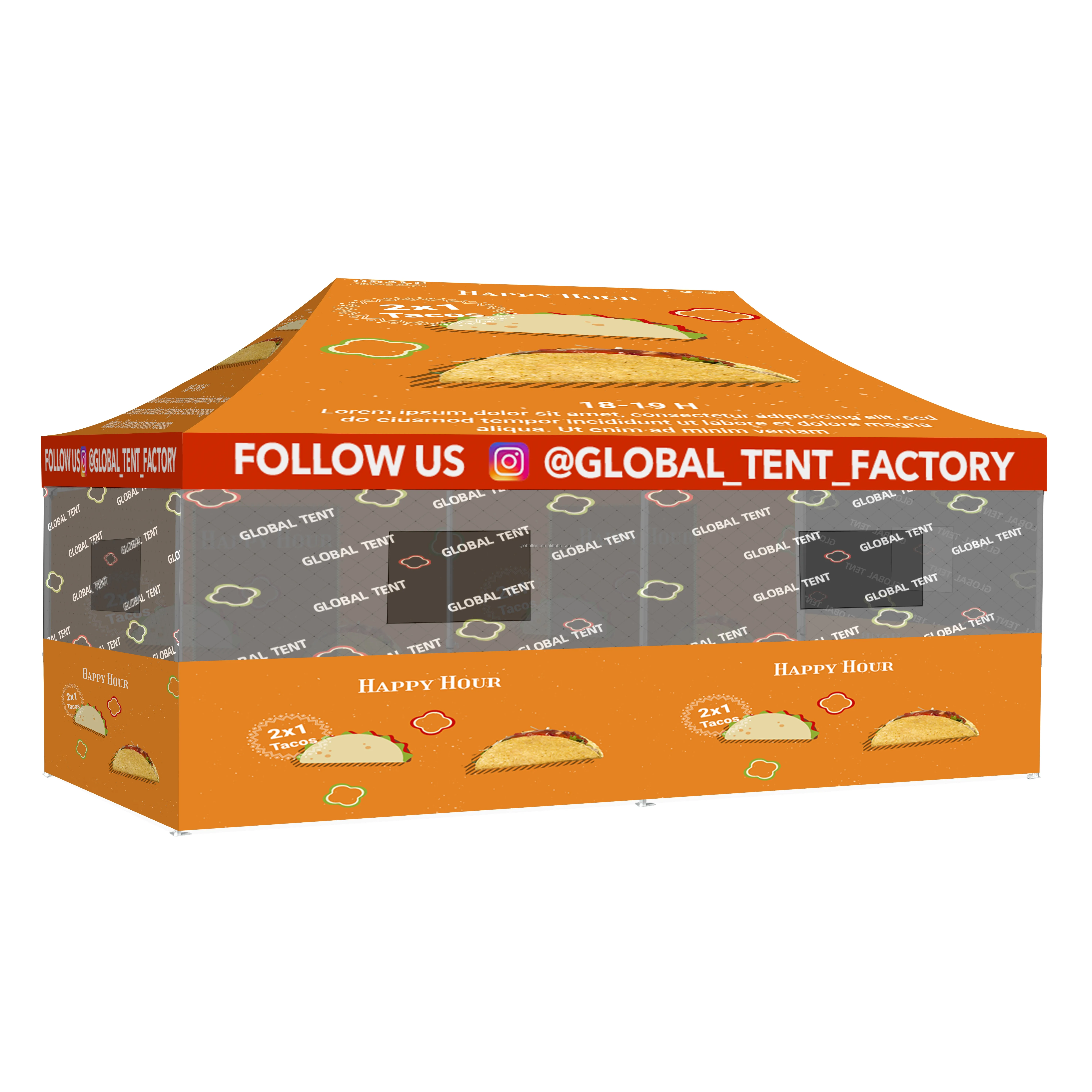 GLOBAL TENT Custom Food Canopy 10'x20' (3mx6m) - Waterproof Aluminium Tents