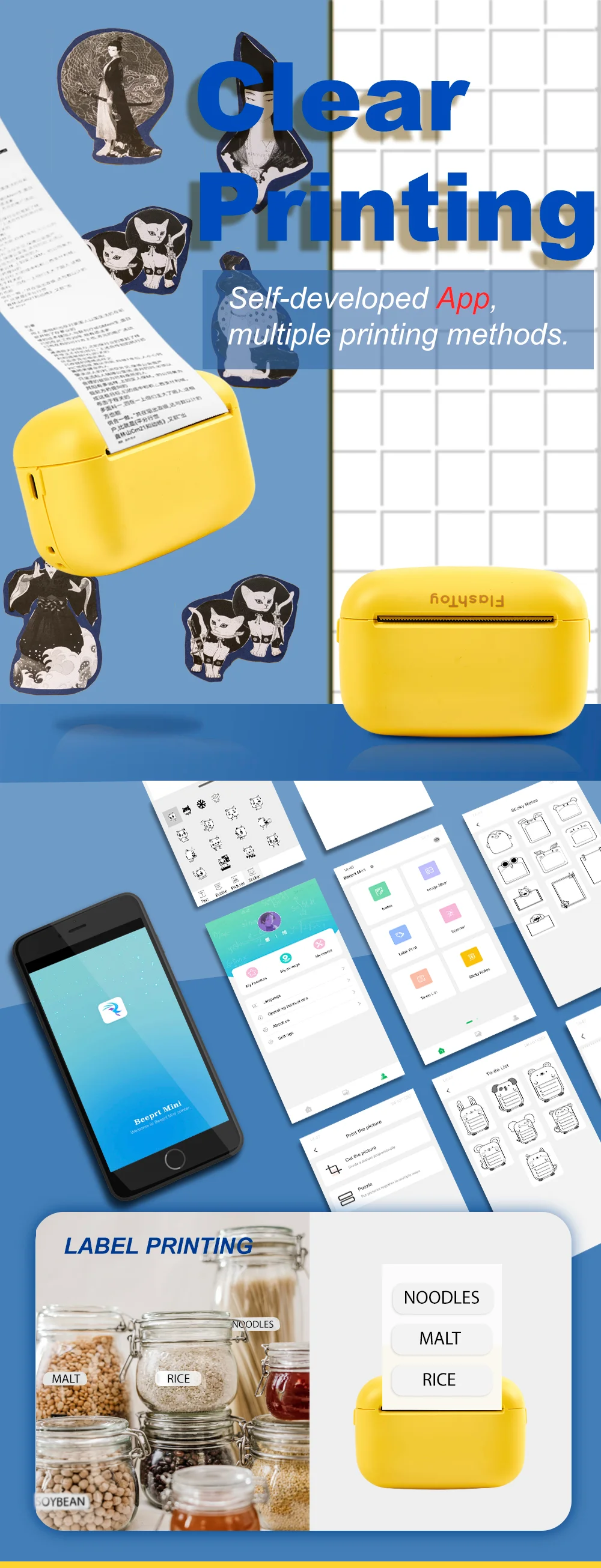 Portable Adhesive Barcode Thermal Mini Name Label Sticker Label Printer ...