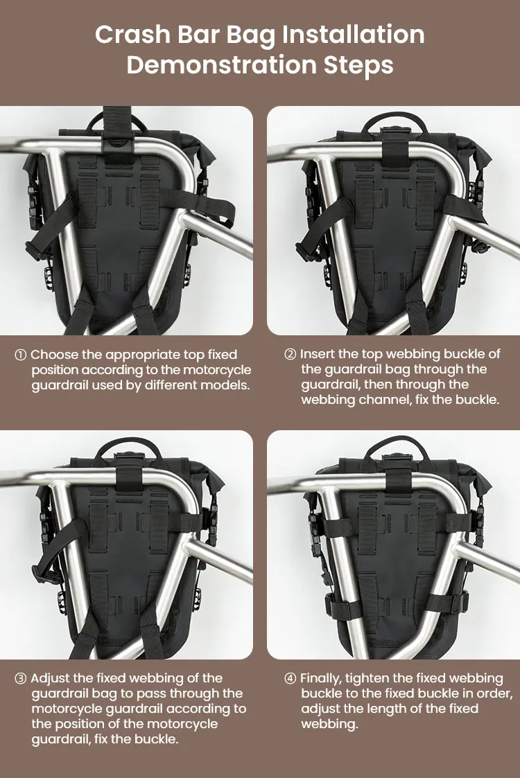 LOBOO Wanderer Series Crash Bar Bag - Durable Motorcycle Bag