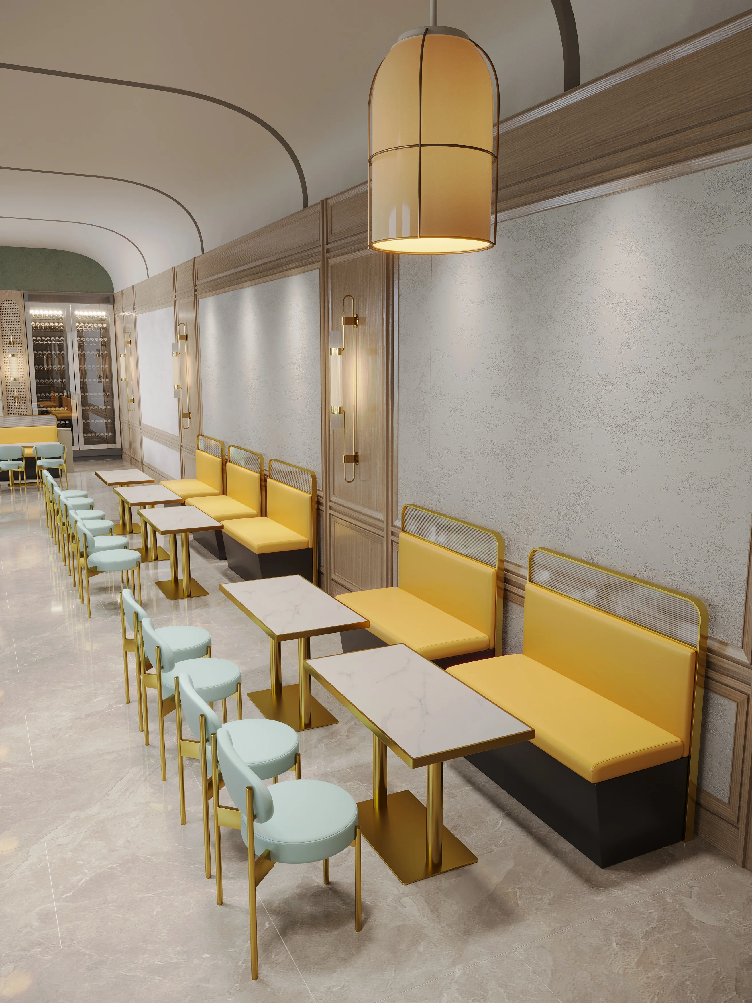 Restaurant Furniture Dining Table And Chair Metal Leather Coffee Chair ...