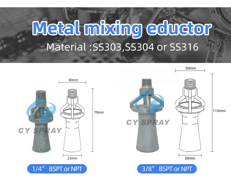 2inch NPT or BSPT Female Venturi Mixing Jet Nozzle SS Eductor Nozzle ...