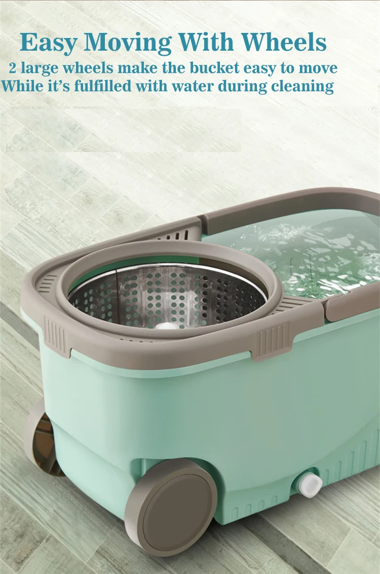 Stainless Steel Rod Floating Mop Cleaner Magic Mop Spin Dry Cleaning ...