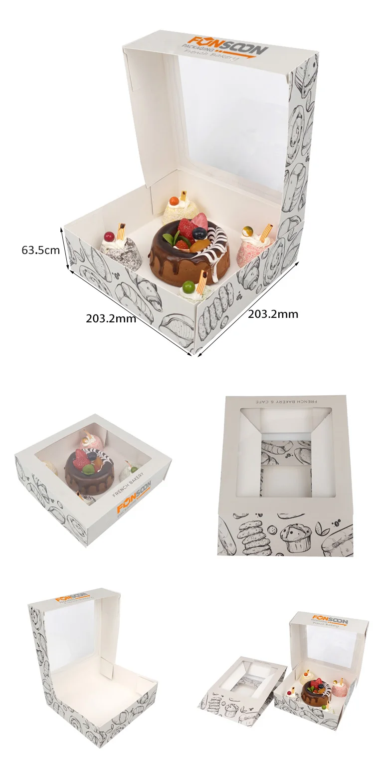 Custom Bakery Cake Paper Folding Packaging Boxes With Clear Window For ...