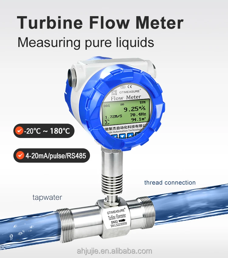 Industrial Turbine Flowmeter DN4-DN100 Water Flow Meter Digital Water ...