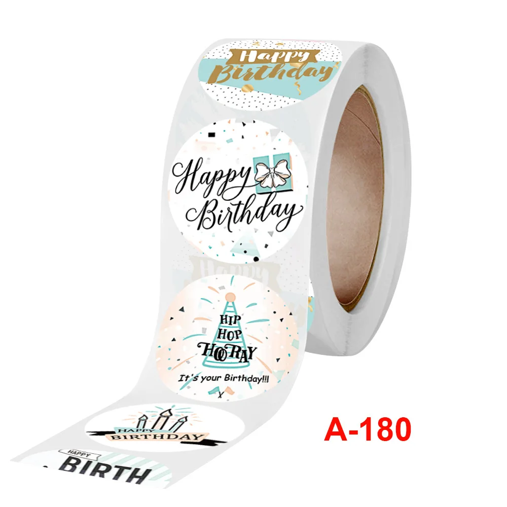 1inch 500pcs Cute Round Happy Birthday Roll Sticker For Party ...