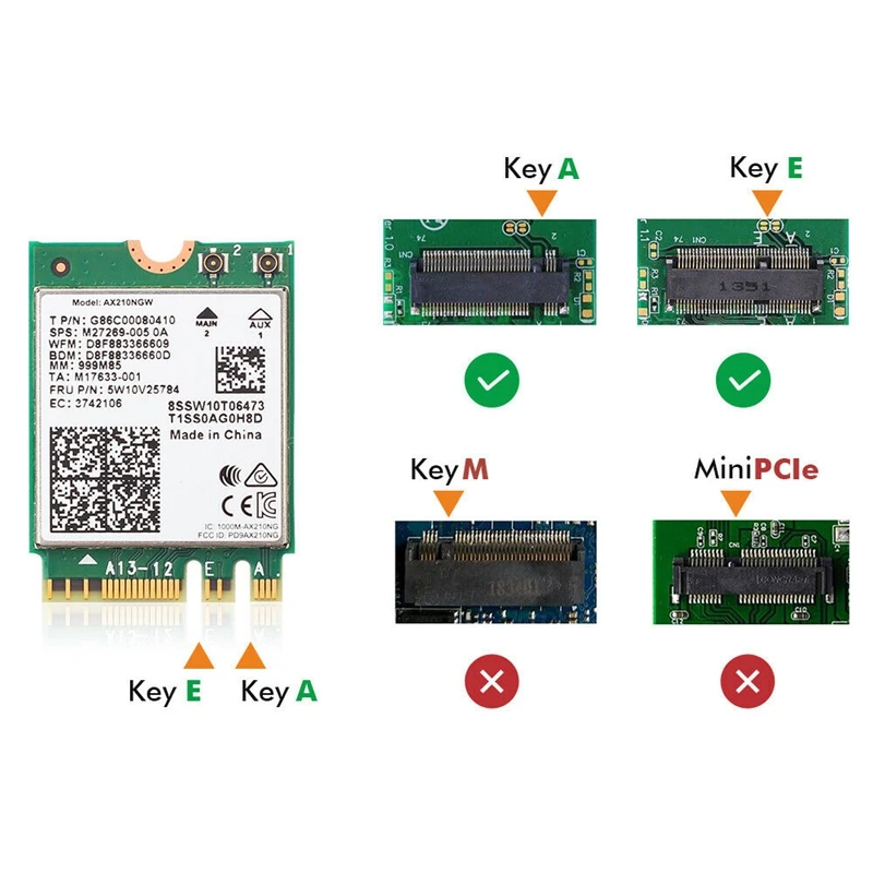 Wifi 6E Desktop Kit - AX210 Bluetooth 5.2 Card 802.11ax