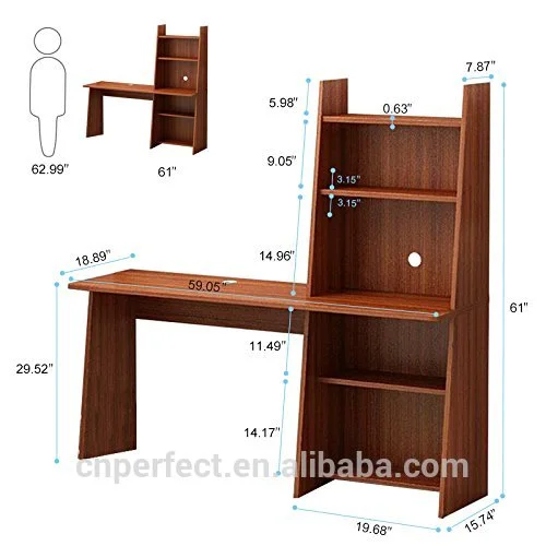 Wooden Writing Desk Study Table Workstation Home Office Adjustable ...
