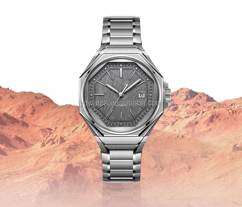 Luxury Natural Meteorite Dial Stainless Steel Watch