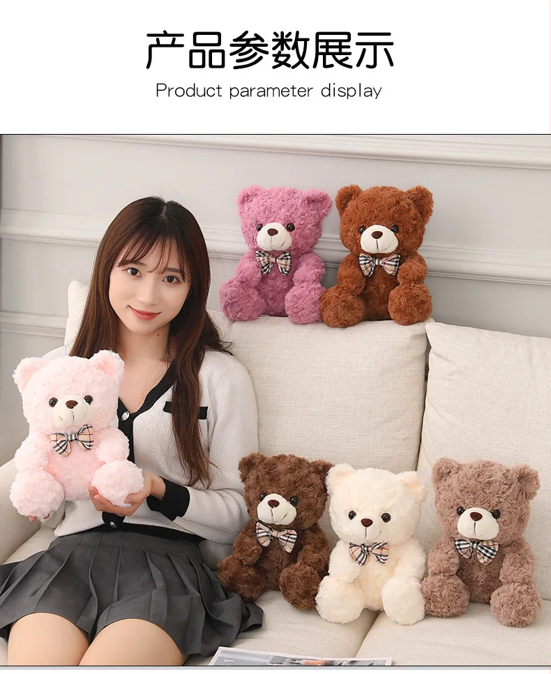 Bow Tie Hug Teddy Bear Plush Toy Piliow Teddy Bear Stuffed Animal Toy I ...