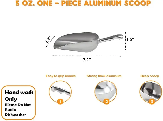 Custom Food Grade Bar Tool Metal Silver Stainless Steel Ice Cube Scoop ...