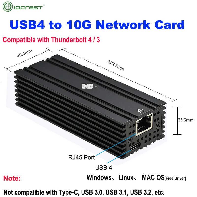 USB4 Single Port 10G Ethernet Adapter for Mac, Thunderbolt 3/4 ...