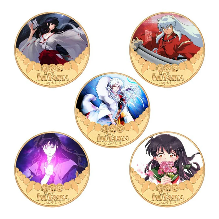5 Types Classic Japanese Anime Inuyasha Metal Gold Challenge Coin - Buy ...