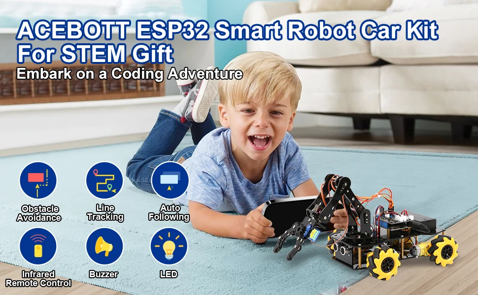 ESP32 Smart Robotic Arm Car Kit DIY for Arduino Robot Vehicle Remote ...