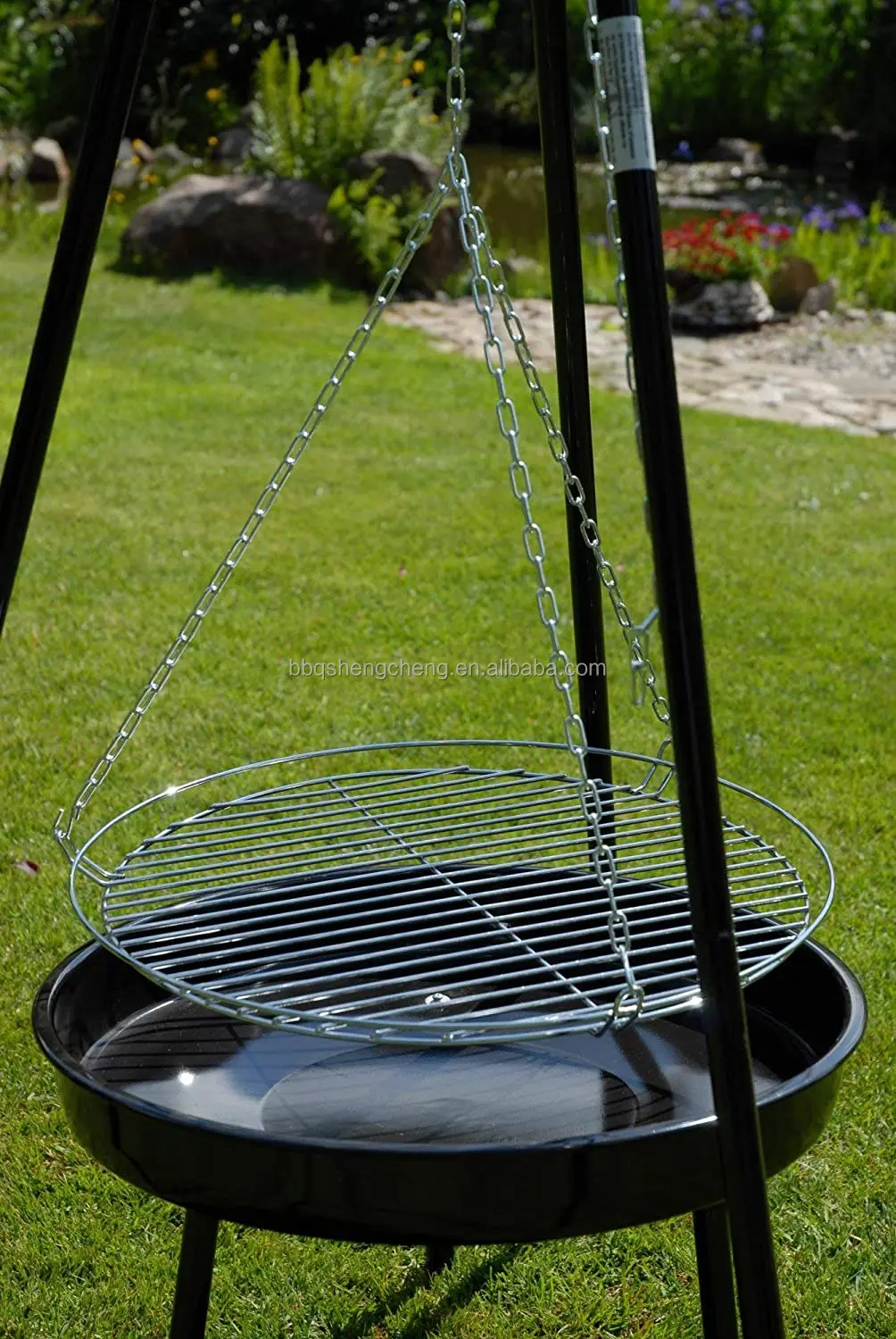 Portable Adjustable Tripod Hanging Bbq Grill Steel Cast Iron Outdoor ...