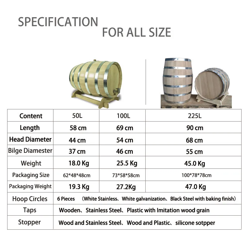 225L New American Oak Barrel - Litnovo Wood Barrels for Wine