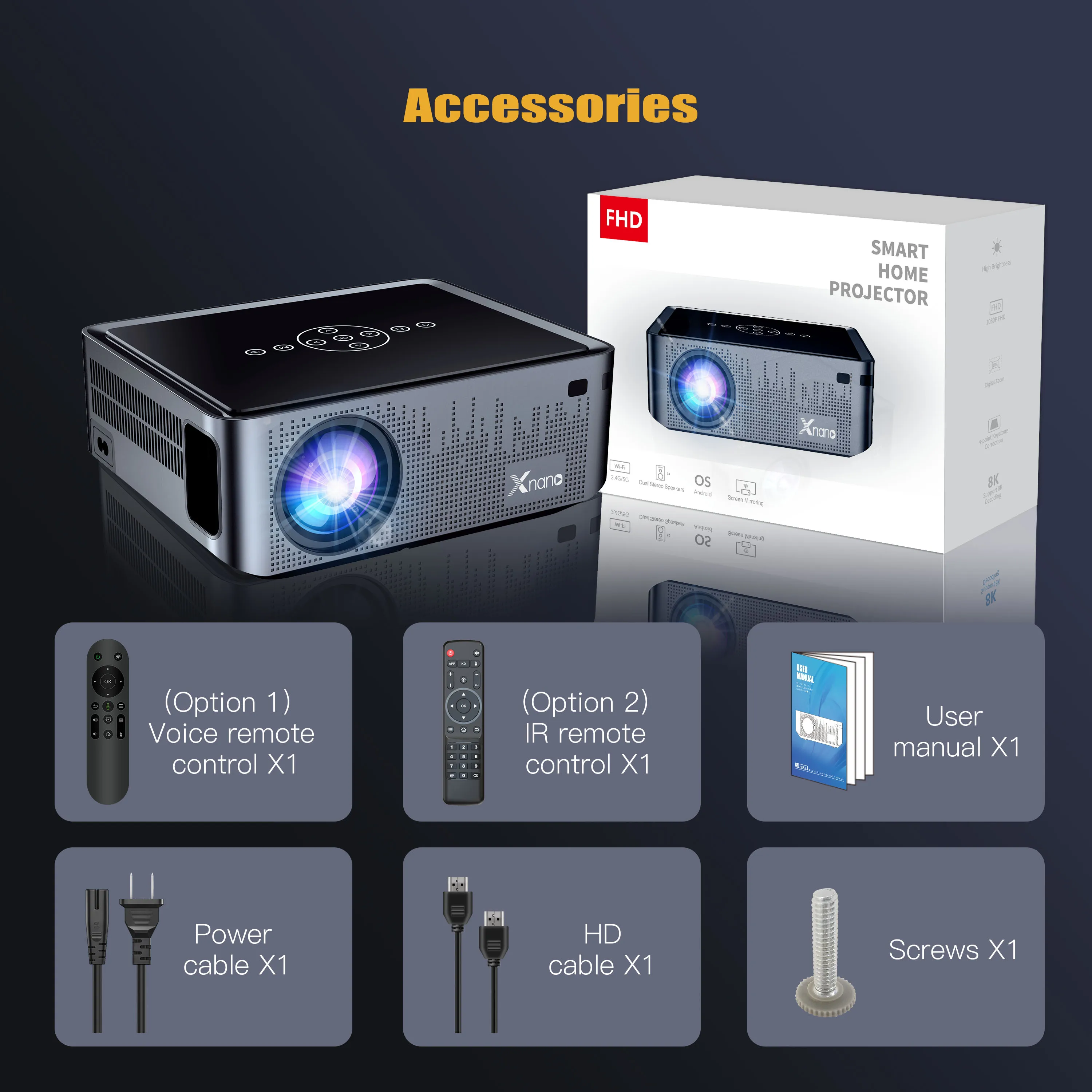XNANO X1 PRO 4K Full HD Projector - Portable 1080P LED for Business ...