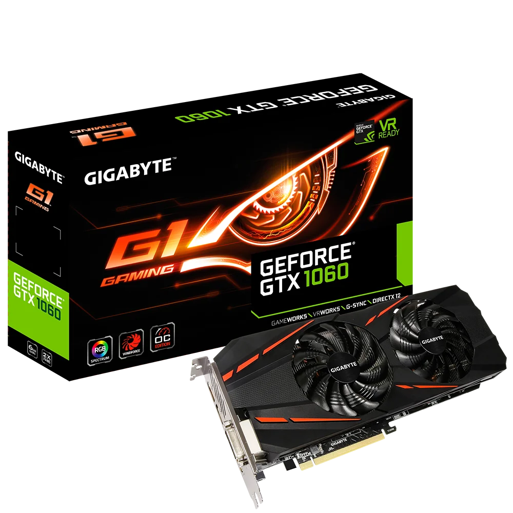 Gigabyte Geforce Gtx 1060 G1 게임용 6g 6gb Gddr5 192 비트 메모리가있는 그래픽 카드 사용 - Buy Geforce Gtx 1060 G1 ...